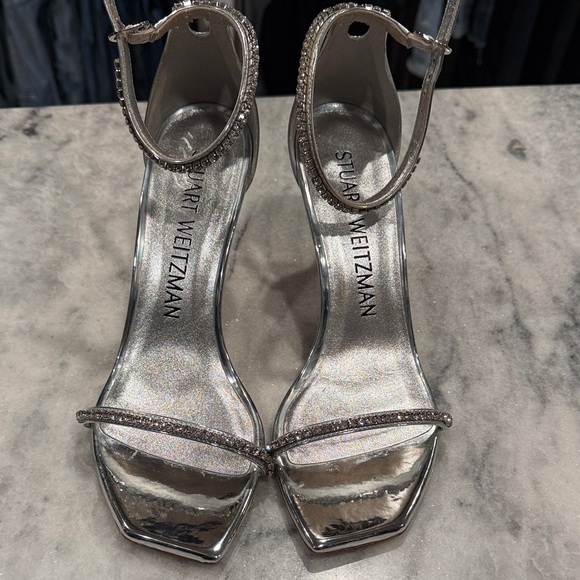 Stuart Weitzman | Shoes | Stuart Weitzman Metallic Silver Heels | Poshmark